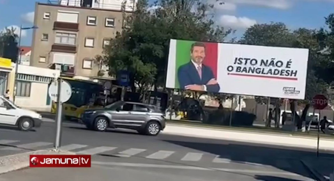 TV do Bangladesh mostra cartazes de Ventura e diz que o Governo já foi avisado