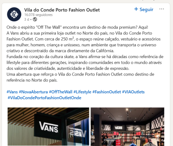 Vans abre 'outlet' em Vila do Conde. É o primeiro do Norte